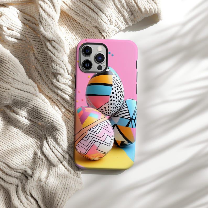 Pastel Pink Easter Phone Case Memphis Design Geometric Eggs Compatible ...