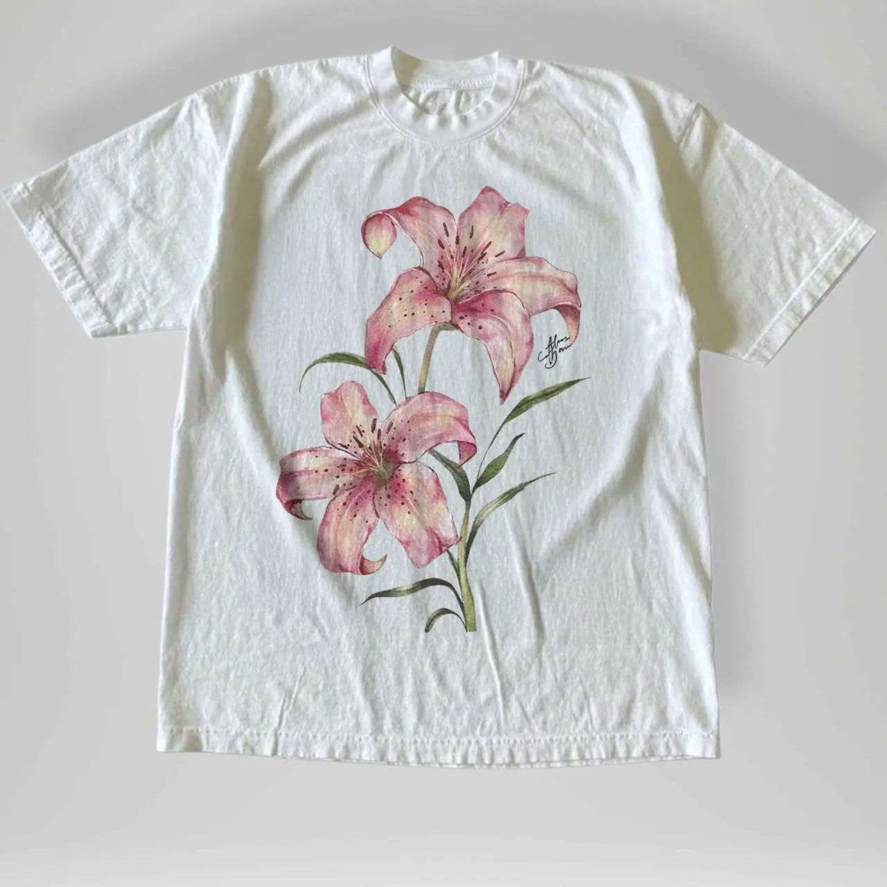 Gildan Men's and Women's T-shirt, Vintage Style Pink Lily Floral ...
