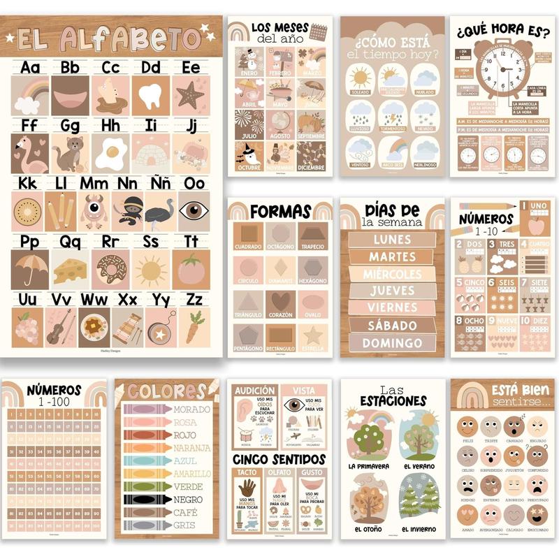 Spanish Posters | Set of 12 | Spanish Educational Supplies Sticker ...