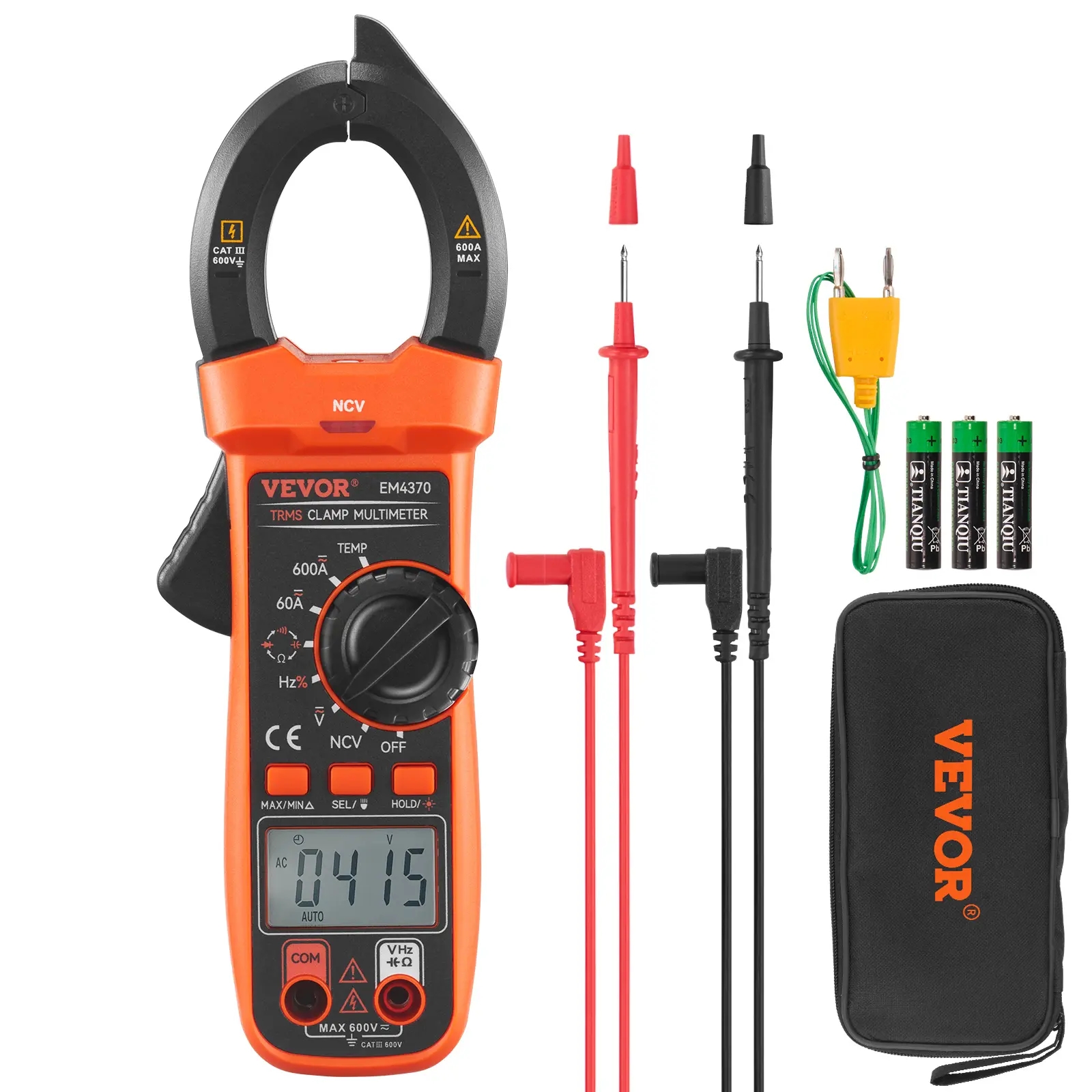 VEVOR Digital Clamp Meter, T-RMS 6000 Counts, 600A Multimeter for ...