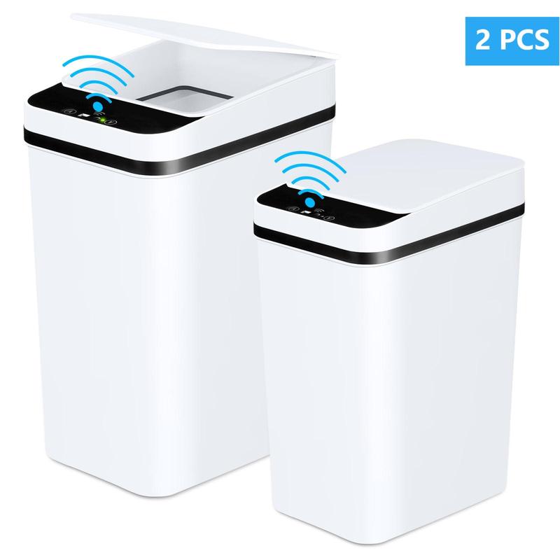 Smart Motion Sensor Trash Can,2 Pcs ，2.6Gal-4Gal Capacity, Smart ...