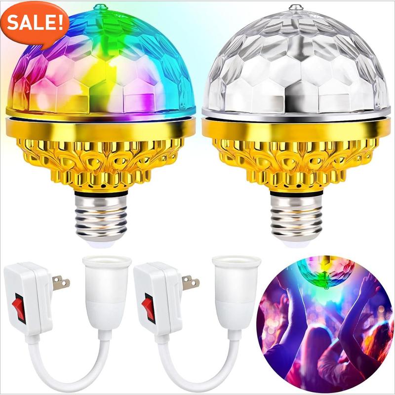 Colorful Rotating Magic Ball Lamp Spinning LED Strobe Lamp Bulb Home ...