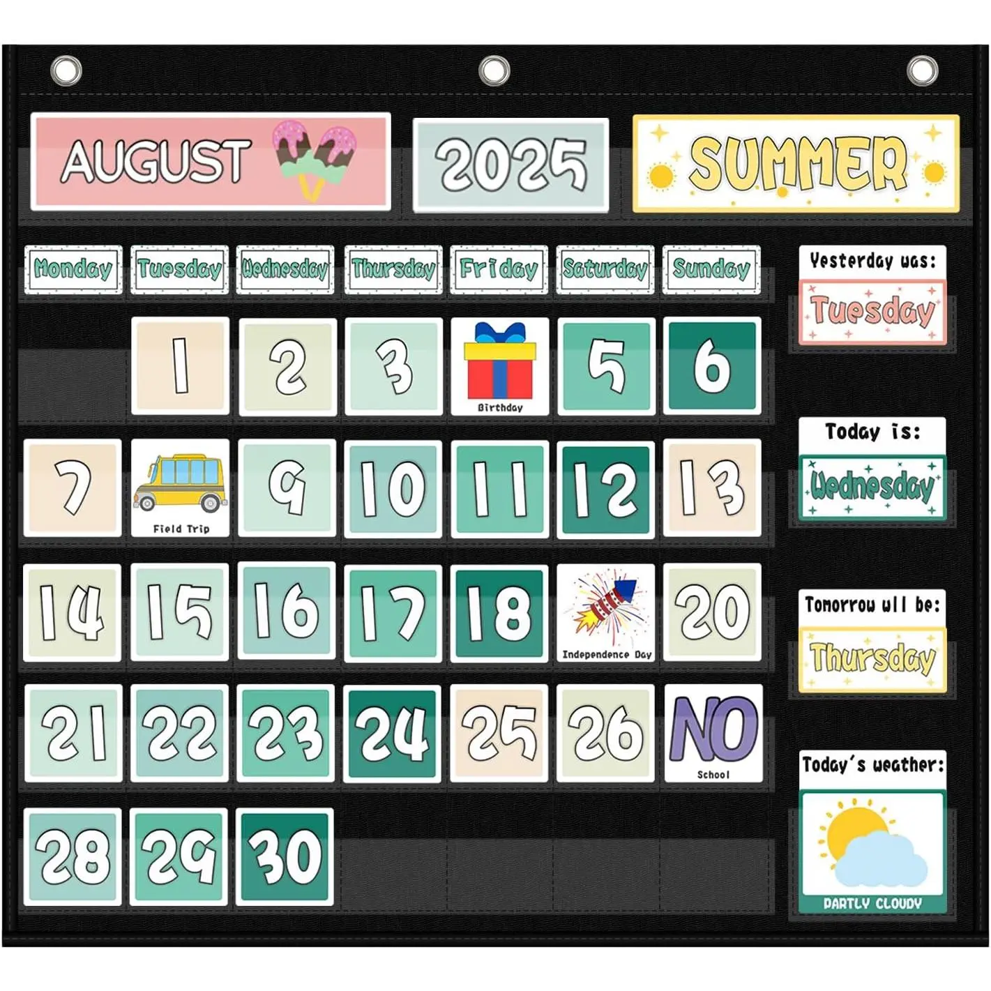 Classroom Calendar Pocket Chart Display And Weather Station Set-Groovy ...