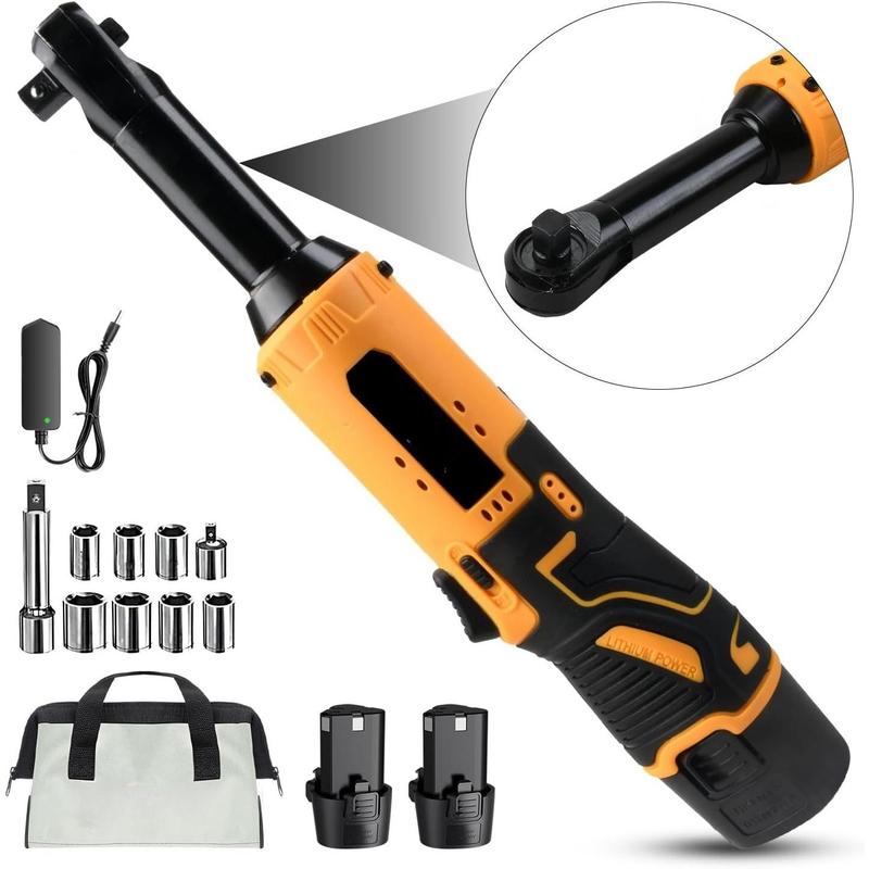Cordless Electric Ratchet Wrench Set, 40FT-LBS (45N.m) 3/8" Electric ...