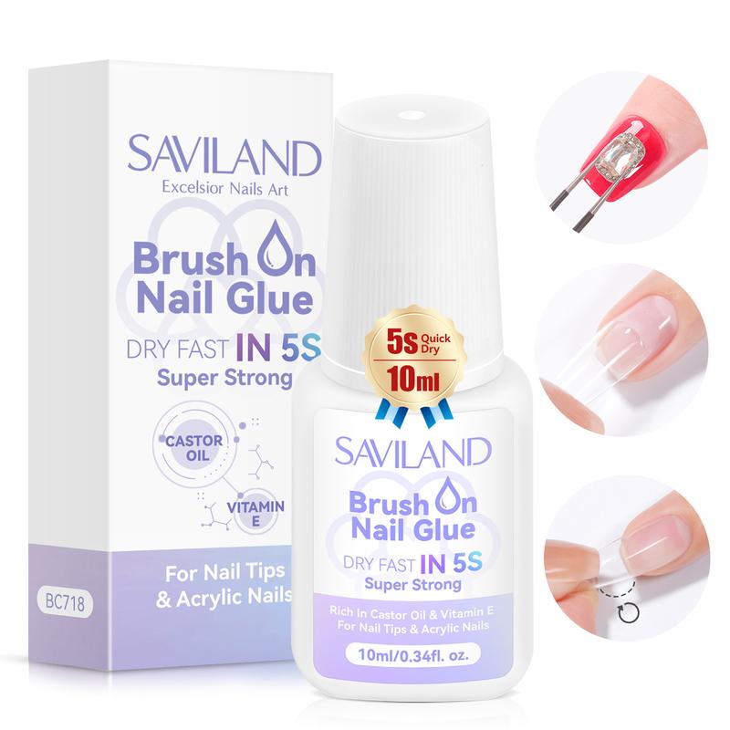 Saviland Nail Glue: 5s Dry Fast Super Strong Nail Glue for Press Ons ...