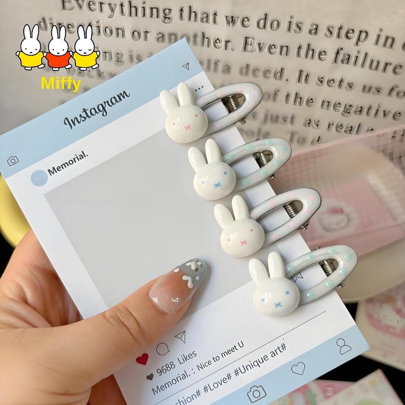 Cute Miffy Rabbit Hair Clip Oval Hollowed-out Miffy Clip Ins Style ...