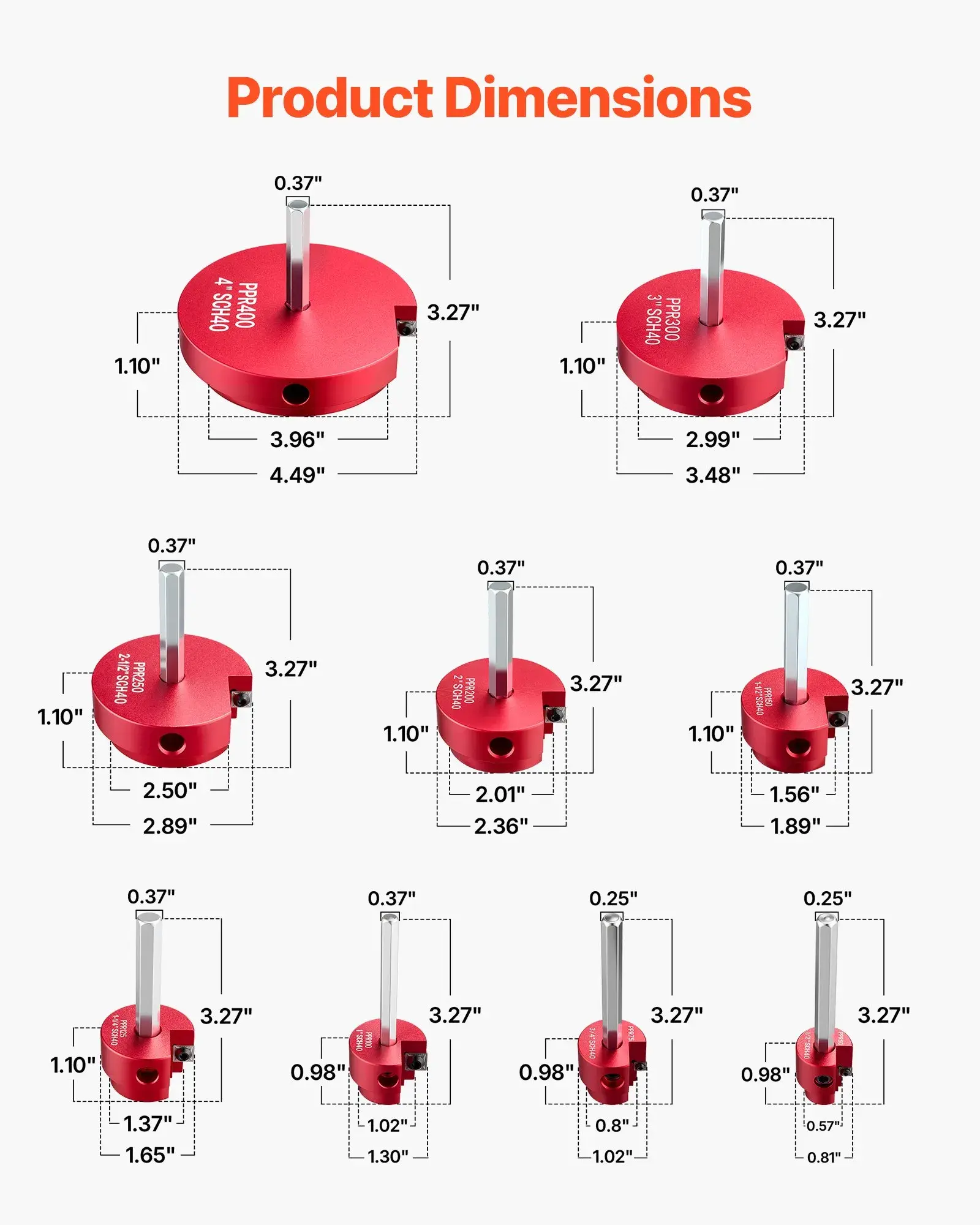【fathersdaygift】VEVOR PVC Pipe Reamer Kit, 9-Piece, PVC Fitting Socket ...