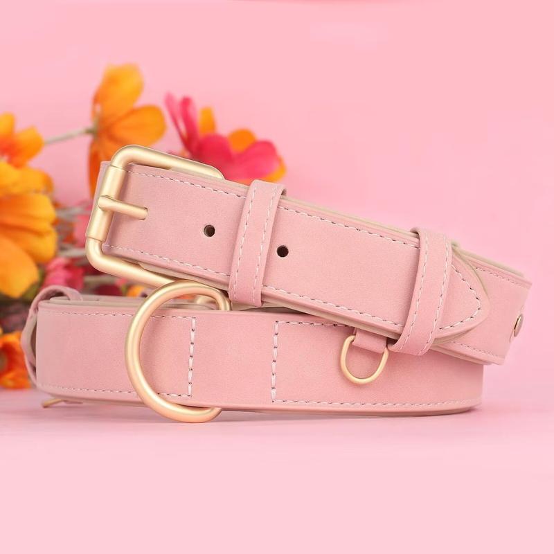 Soft Padded PU Leather Dog Collar, Adjustable Pink Dog Collars for ...