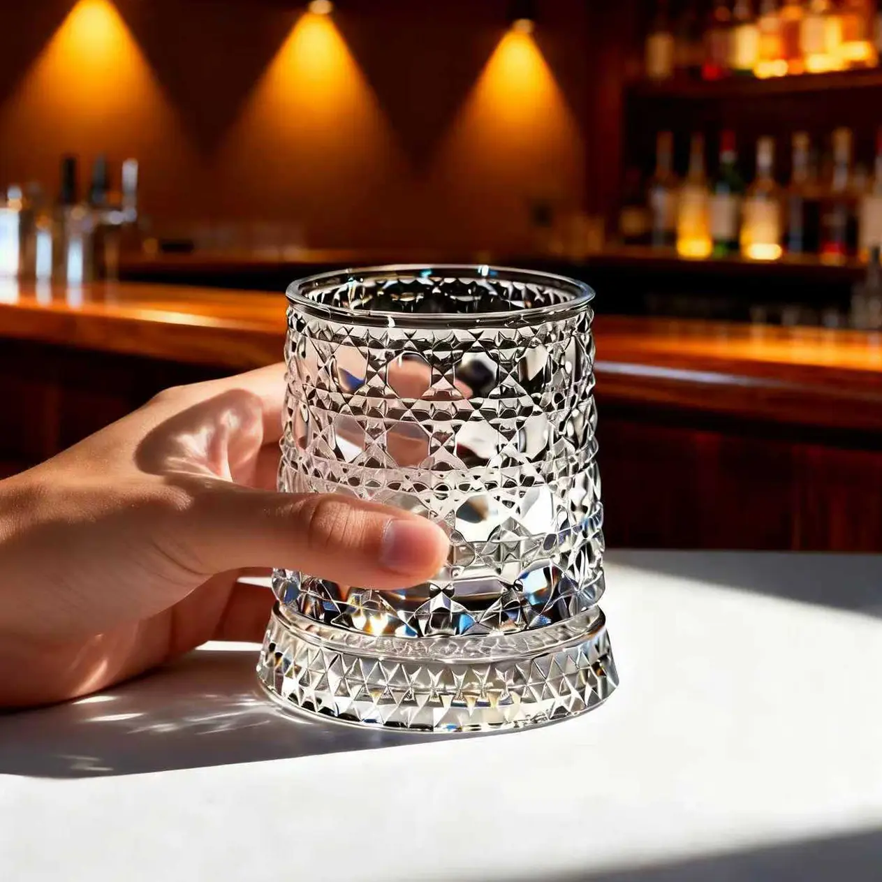 Luxury 360° Spinning Crystal Glass – Star-Cut Stress Relief Whiskey ...