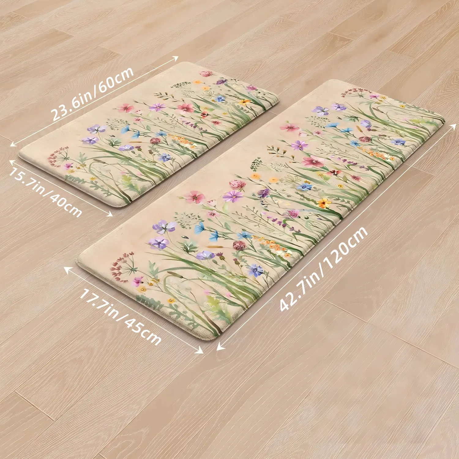 Farmhouse Sunflower Kitchen Rugs Set of 2, Flannel Non-Slip Cushioned ...