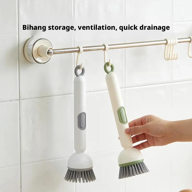Long Handle Liquid Adding Rotating Pot Brush Household Kitchen Non ...