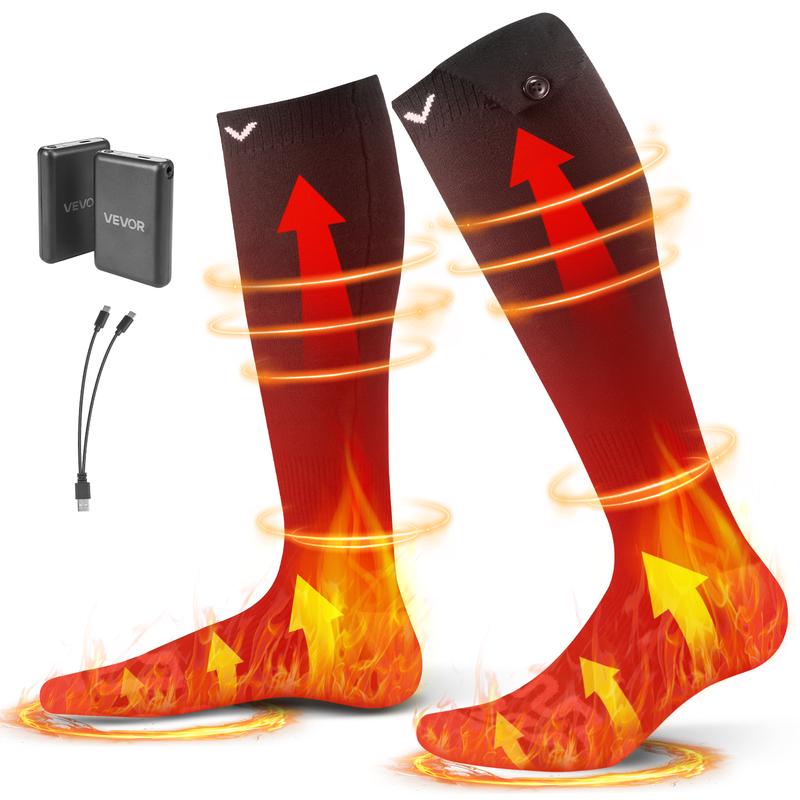 VEVOR Heated Socks, 5000mAh Battery Powered, Rechargeable Heating Socks ...