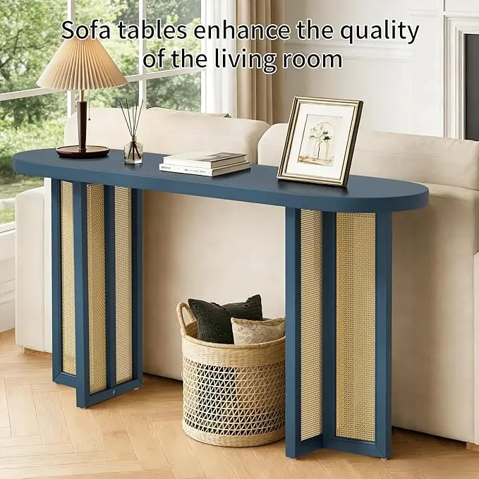 OMCHOM Narrow Entryway Console Table Boho Style, 48 Inch Sofa Table ...