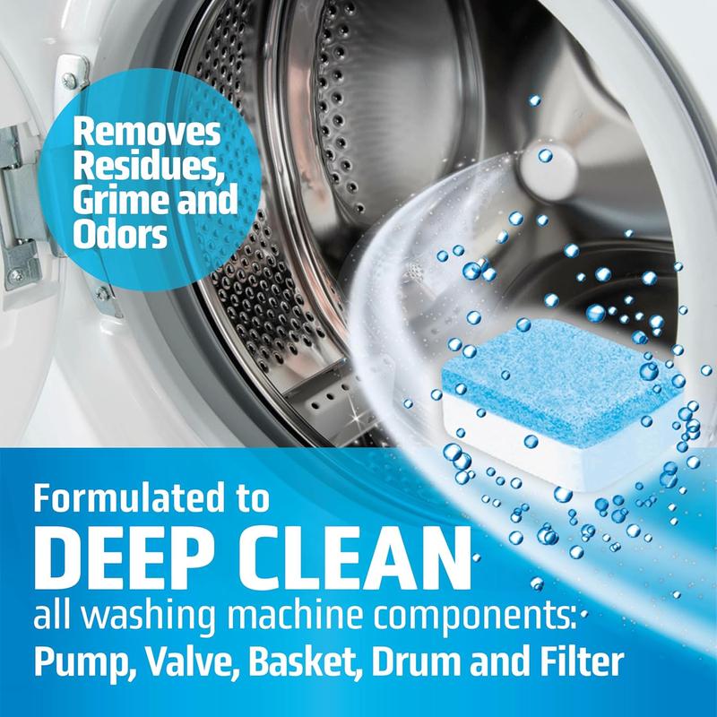 Washing Machine Cleaner Tablets 12-Pack – 1-Year Supply, Septic Safe ...