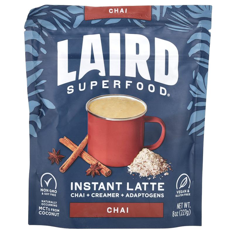 Laird Superfood Instant Latte, Chai + Creamer + Adaptogens, Chai, 8 oz ...