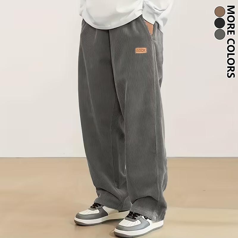 Men's Vintage Style Loose Corduroy Work Pants with Drawstring Elastic ...
