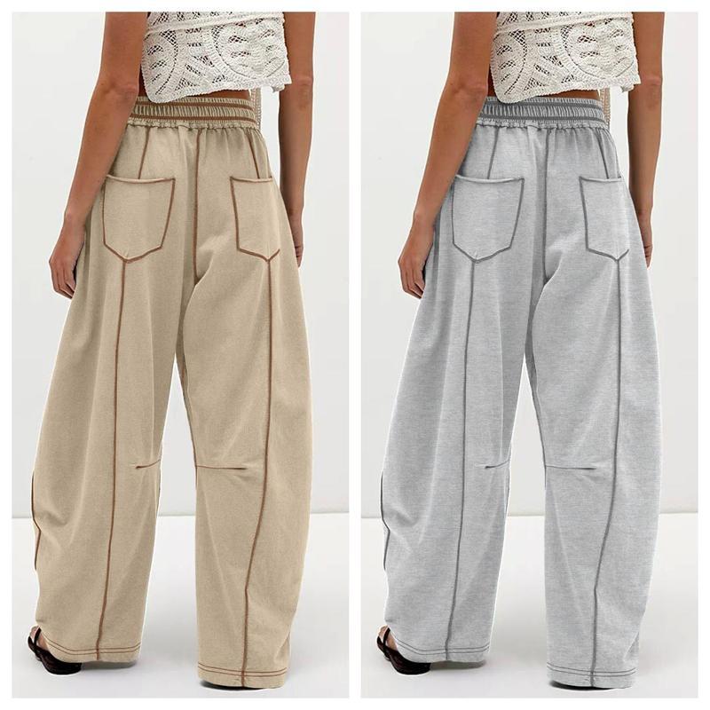 3pcs Women's Barrel Sweatpants High Waisted Wide Leg Pants Drawstring ...