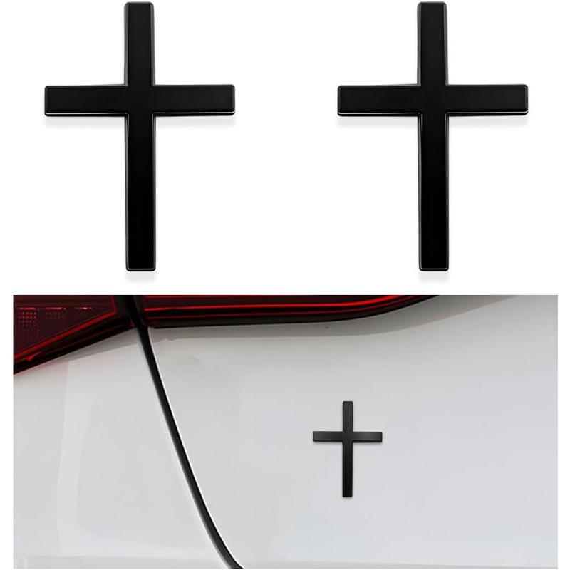 2PCS Metal Jesus Christ Cross Stickers, 3D Alloy Car Emblems, Self ...