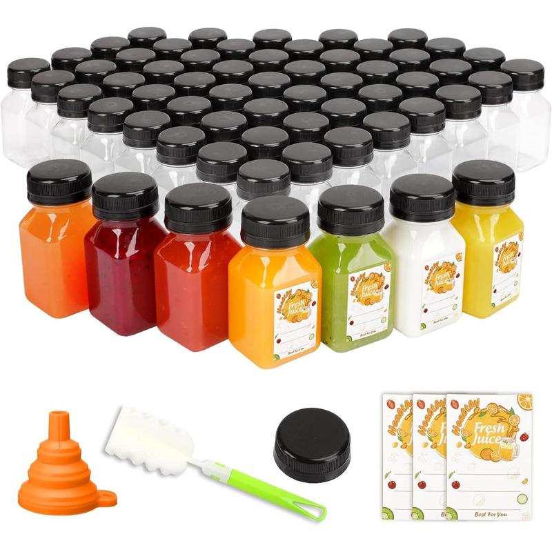 100 count 4oz Juice Bottles, Small Shot Bottles with Lids, Labels ...