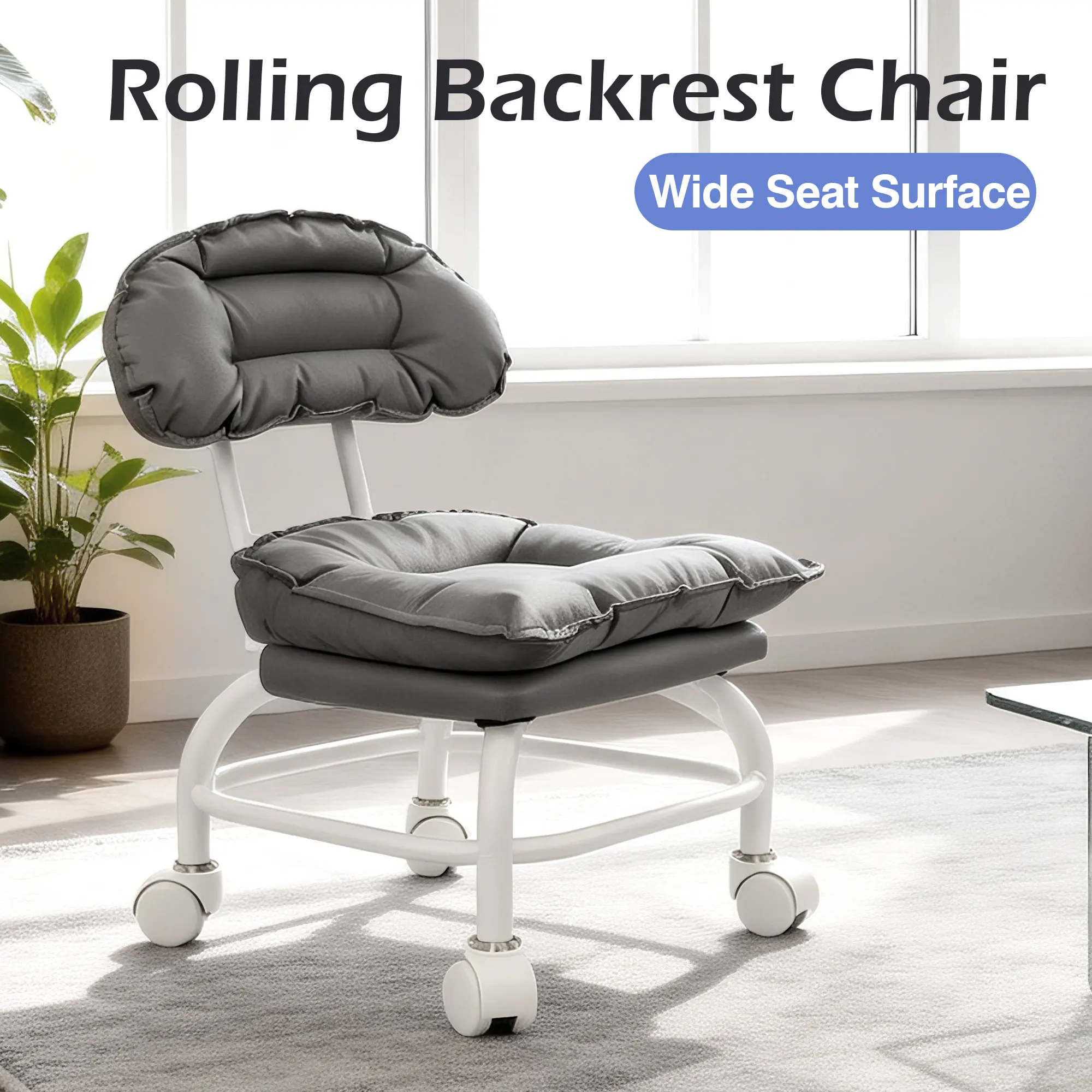 1 Count Rolling Backarest Chair, Space-Saving Compact Design - TikTok Shop