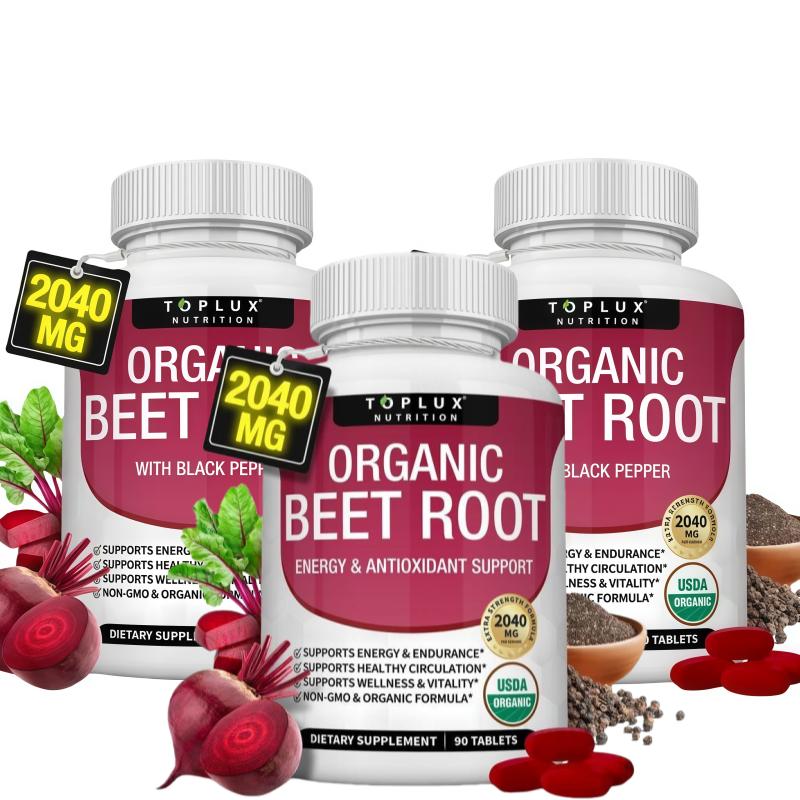 Organic Beetroot Tablets: 2040mg Beet Root Supplement, Powerful Nitric ...