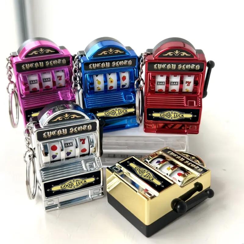 Mini Retro Fruit Slot Machine Keychain -Electroplated Stress Relief Toy ...