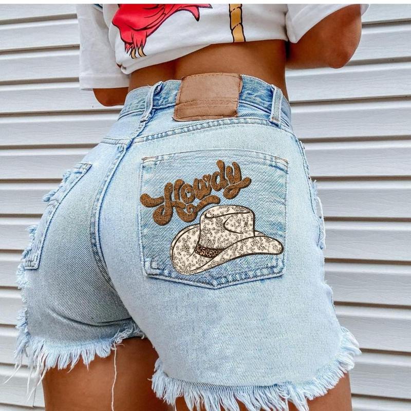 Howdy Cowgirl Fringe Denim Shorts – Western Style High Waist Jean ...