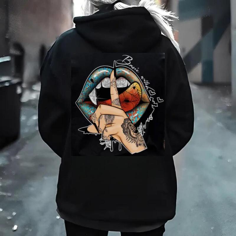 Sexy Lips Shhh Tattoo Hand Hoodie – Badass Attitude Lips Graphic T ...