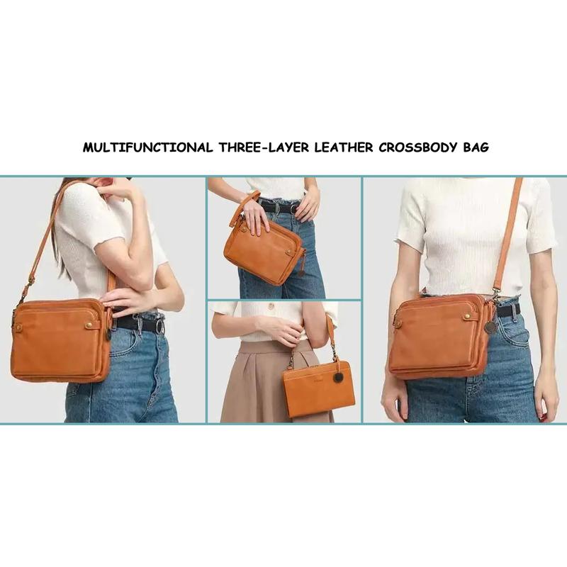 Ciana Multifunctional Three-Layer Clutch Vegan Leather Crossbody Bag ...