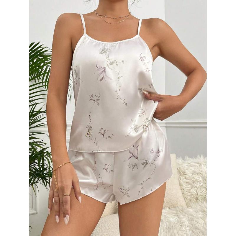 Women's Elegant Spaghetti Strap Tank Top & Shorts Pajama Set in ...