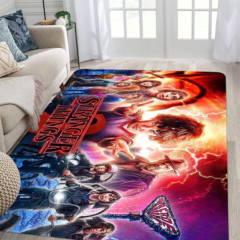 1pc Stranger Things Character Print Rug, Non-Slip Mat, Polyester Fiber ...