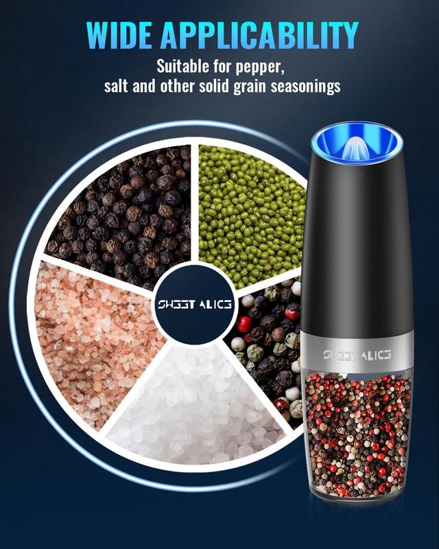 [Limited time Deal] - 2 Pack Gravity Electric Pepper and Salt Grinder ...