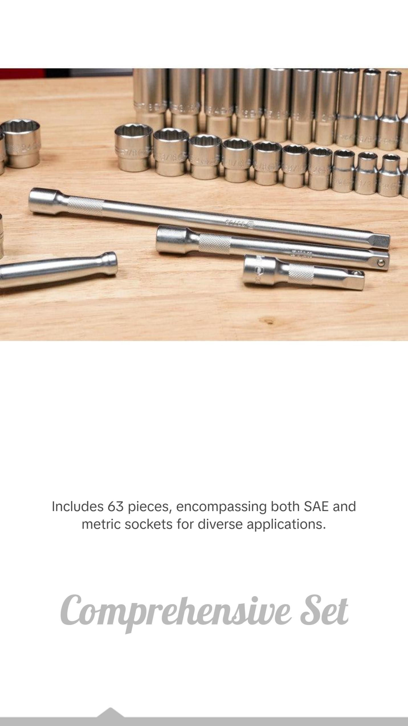 Wiha Tools 33799 63-Piece 3/8” Drive MM and SAE Socket Set - TikTok Shop