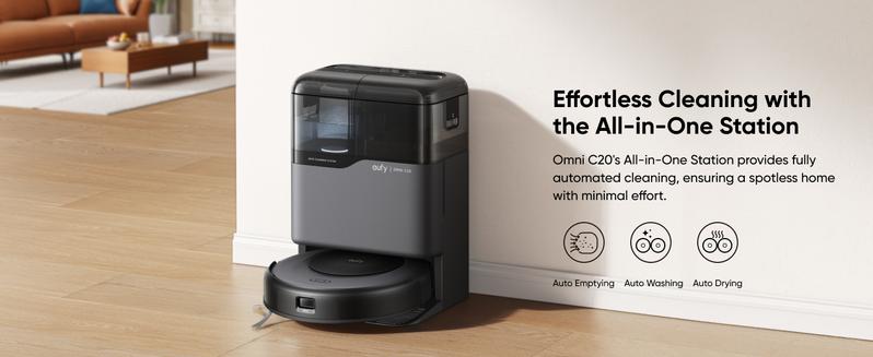 eufy C20 Omni Robot Vacuum, Robot Vacuum and Mop Combo, Self Emptying ...