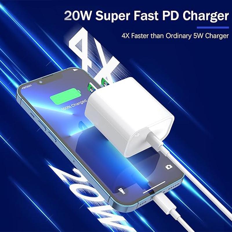 2-Pack 20W Super Fast Charging USB-C Wall Charger Block with 2-Pack USB ...