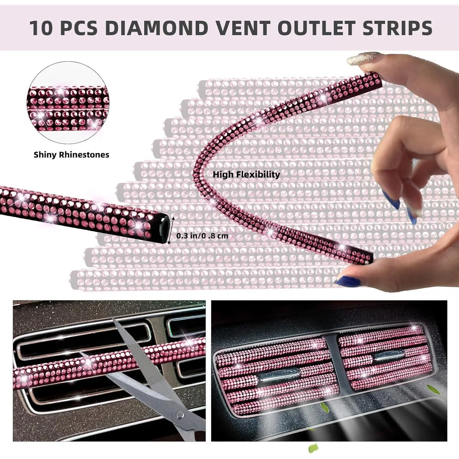 27-Piece Rhinestones Sparkling Bling Car Interior Accessory Set ...