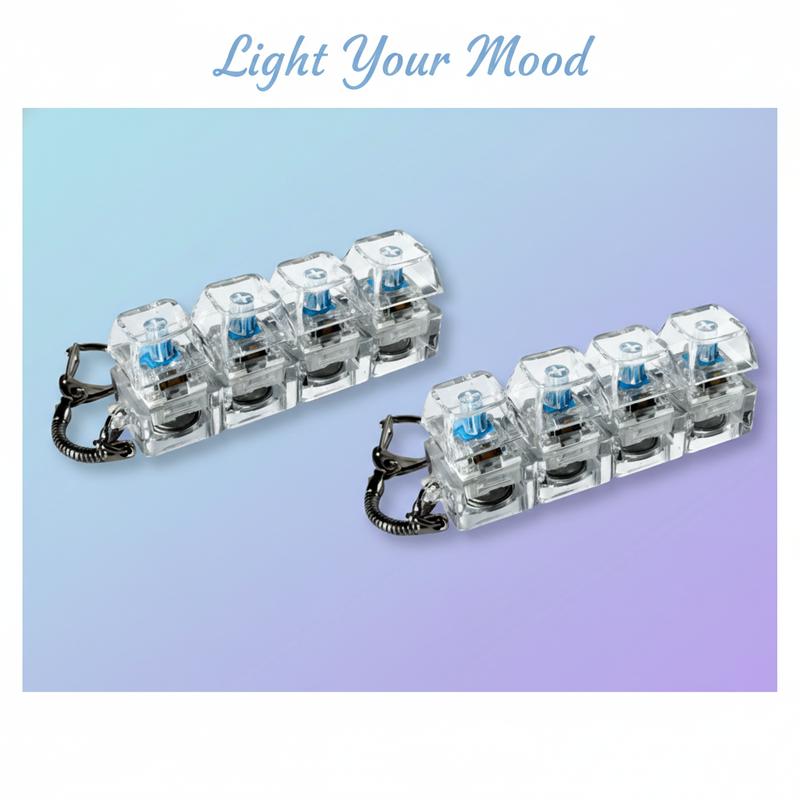 Fidget Toy Keyboard Keychain with Clear Keycaps Blue Centers Colorful ...