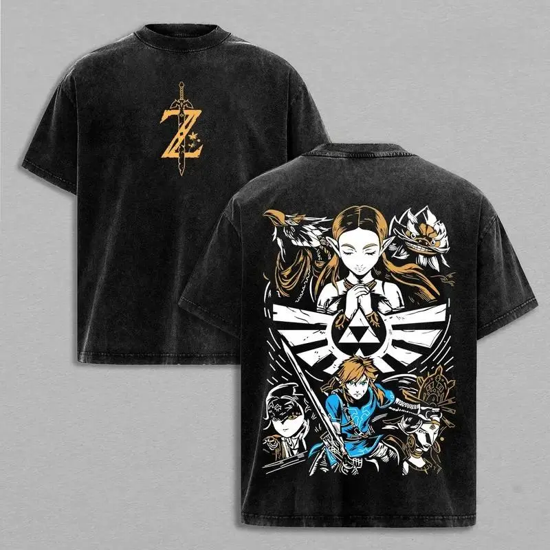 Men's Short-Sleeve Round Neck Distressed Fashion Festive Zelda Tears of ...