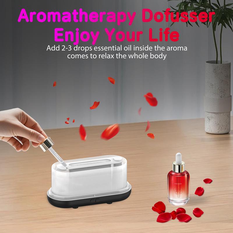 Silent 7-Color LED Flame Essential Oil Diffuser, Auto-Off Humidifier ...