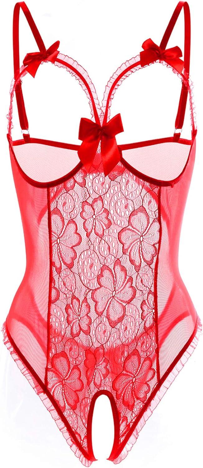 Women Sexy Sleepwear Underwear Lace Dress, One piece hollow Nightwear ...
