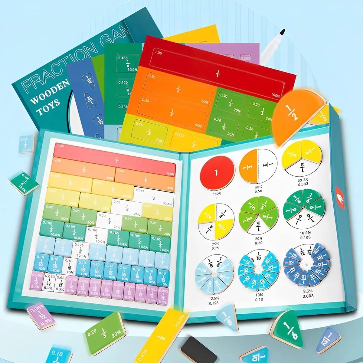 Magnetic Fraction Tiles & Circles Set – Montessori Math Manipulatives ...