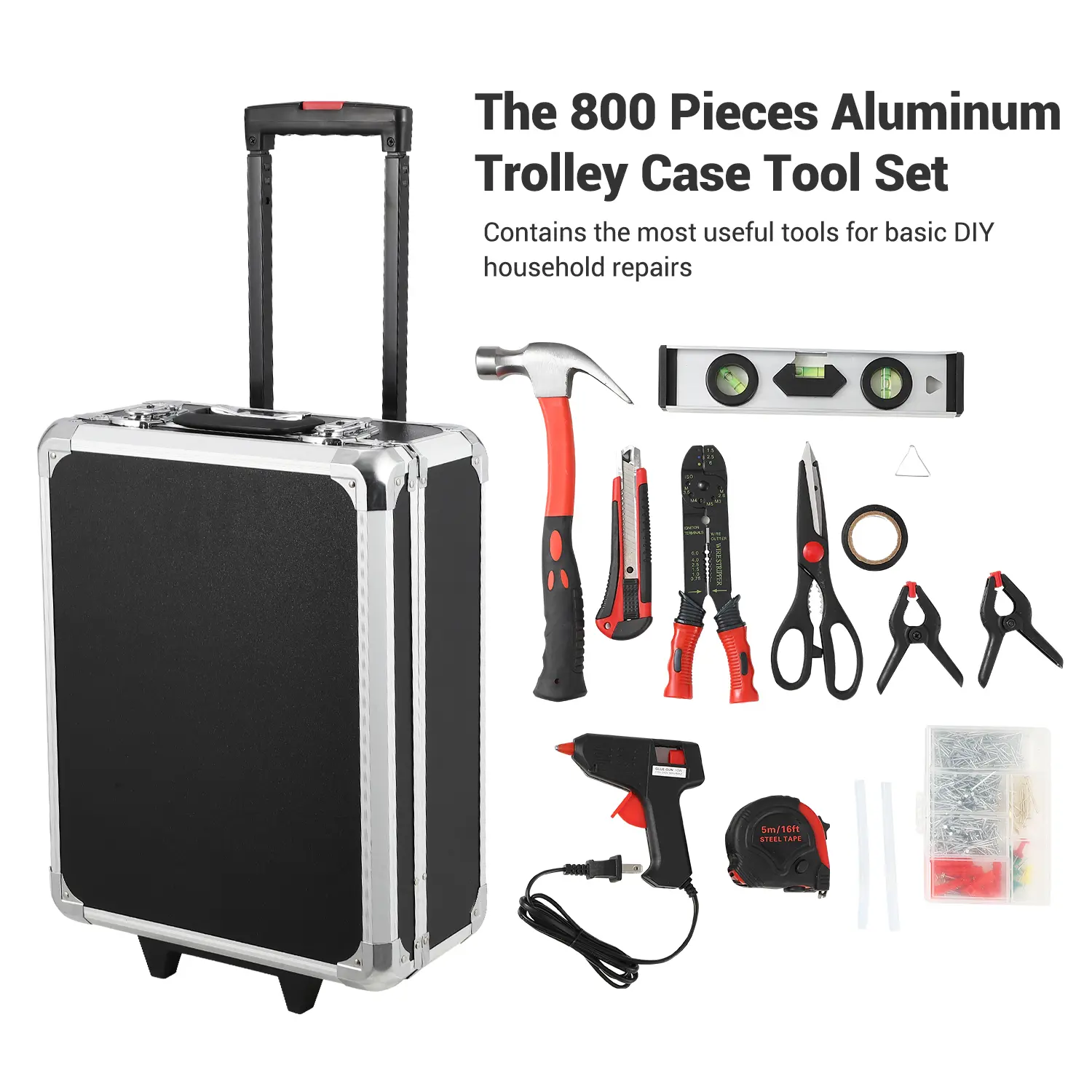 186-Piece Rolling Tool Set, Household Repair Hand Tool Kit with ...