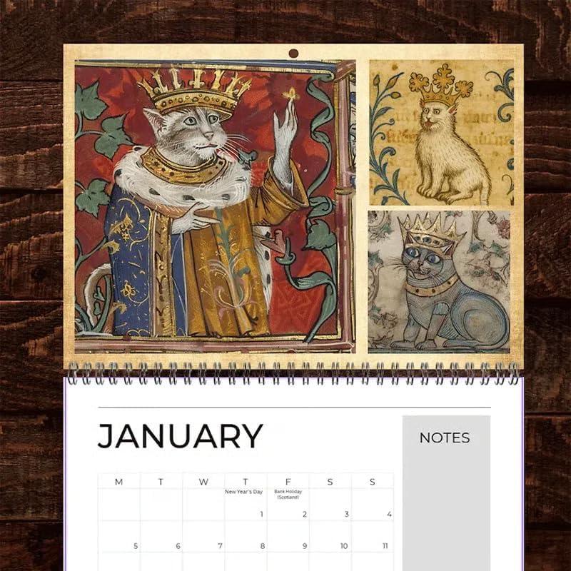 Medieval Cats with Crowns Calendar 2026, Medieval Cat Calendar 2026, 11 ...