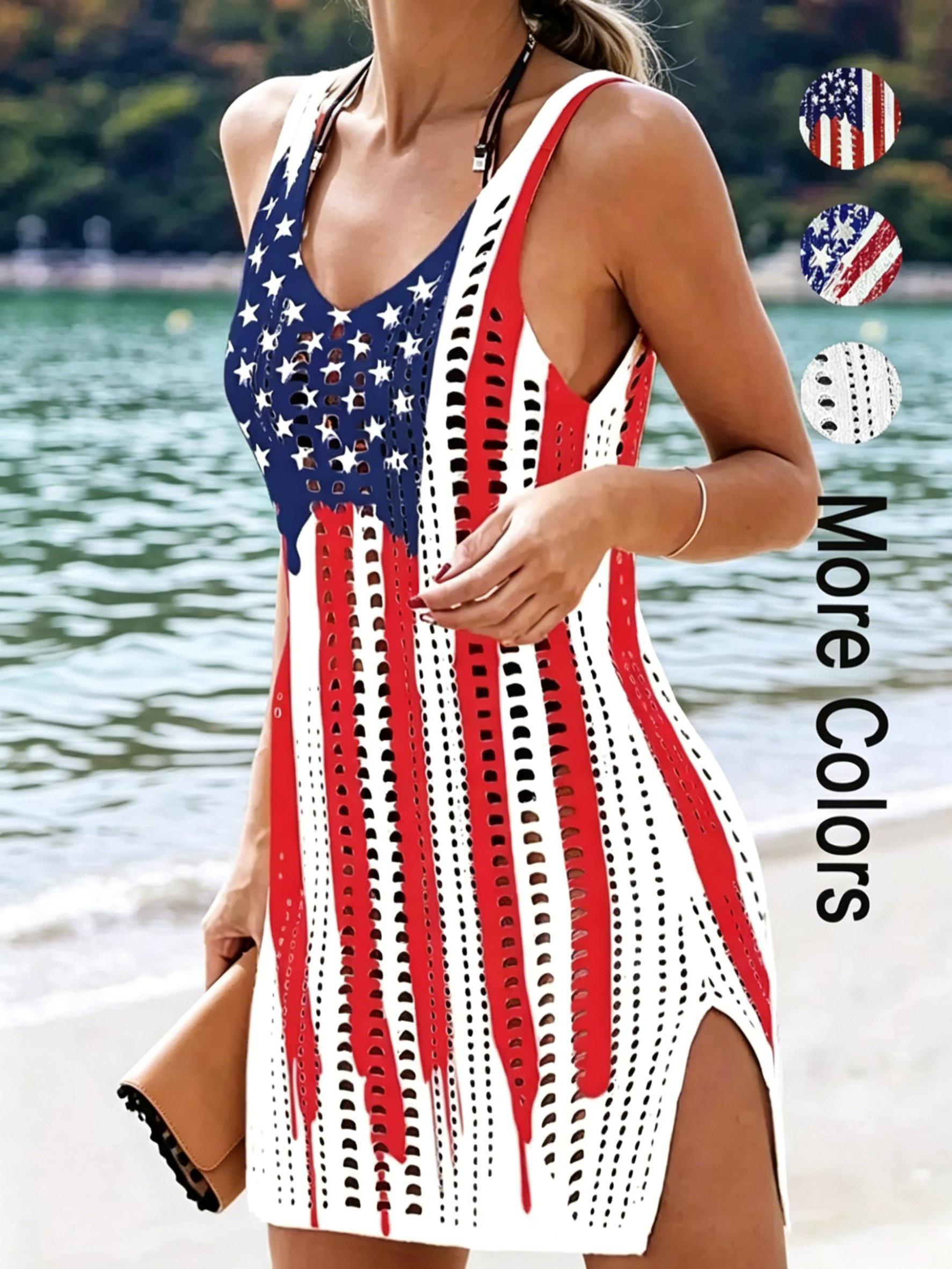 American Flag Summer Dress for Women, Sleeveless Patriotic Sundress ...
