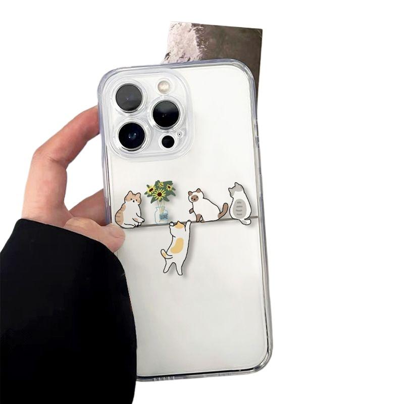 Simple Cute Phone Case, Transparent Background, Cute Cat and Sunflower ...
