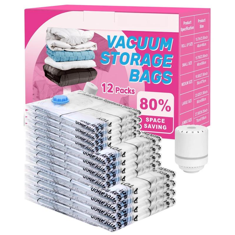 Vacuum Storage Bags With Electric Air Pump 12 Pack Space Saver Seal For ...