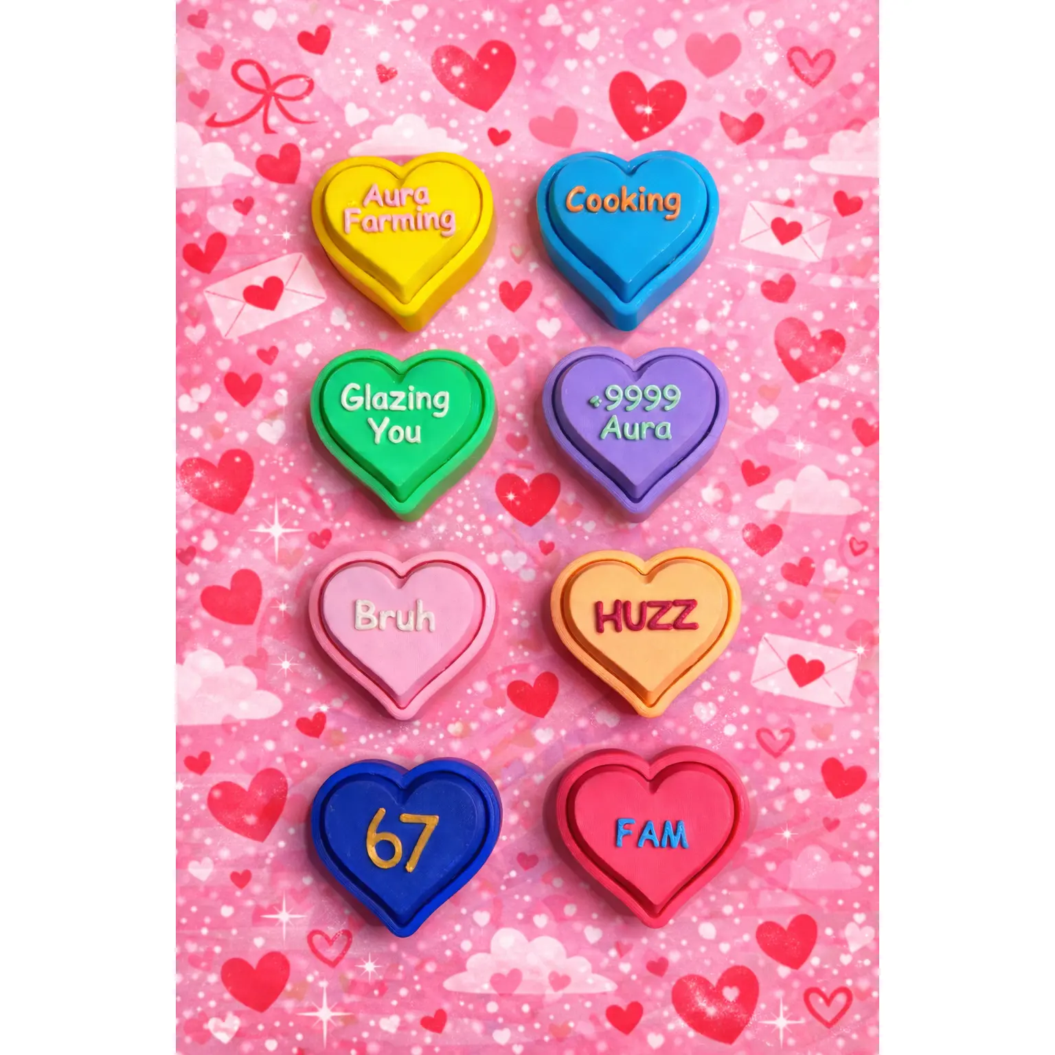 GEN ALPHA Variety Conversation Heart Fidget Clickers - Trendy Clickers ...
