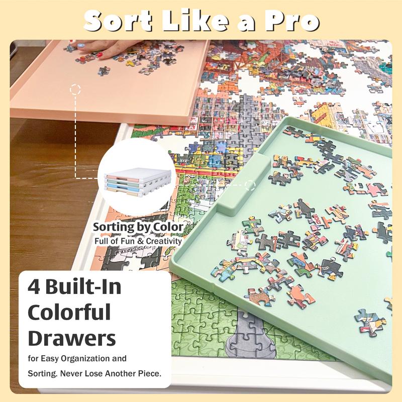 2-in-1 Rotating & Tilting Puzzle Board for 1500‑Piece Puzzles with 4 ...
