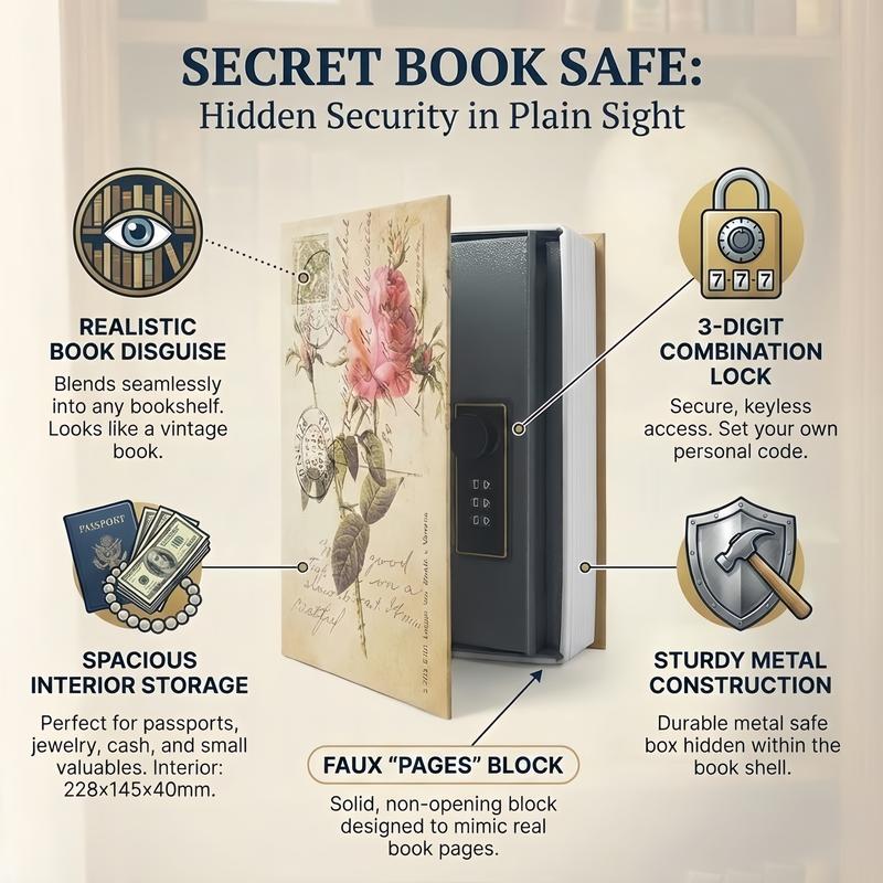 OPSETER Diversion Book Safe Dictionary Secret Box Combination Lock ...