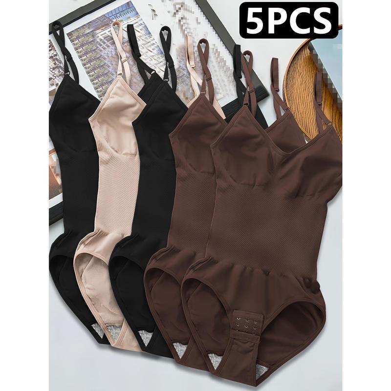 5pcs Women's Seamless Shapewear Bodysuit with Abdominal Compression ...